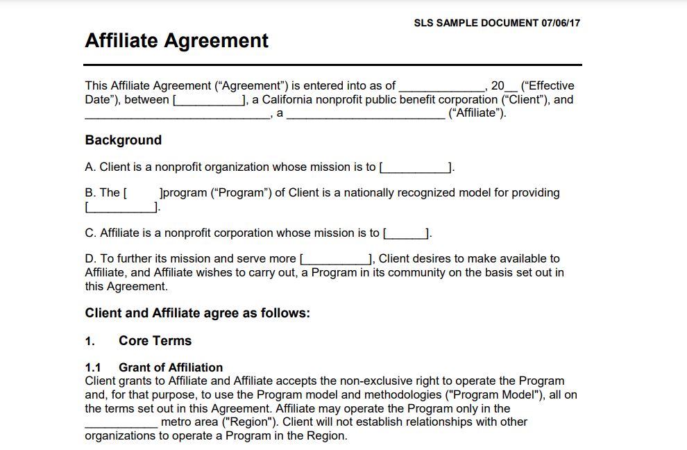Nonprofit Affiliate Agreement Guide & Template • Glue Up
